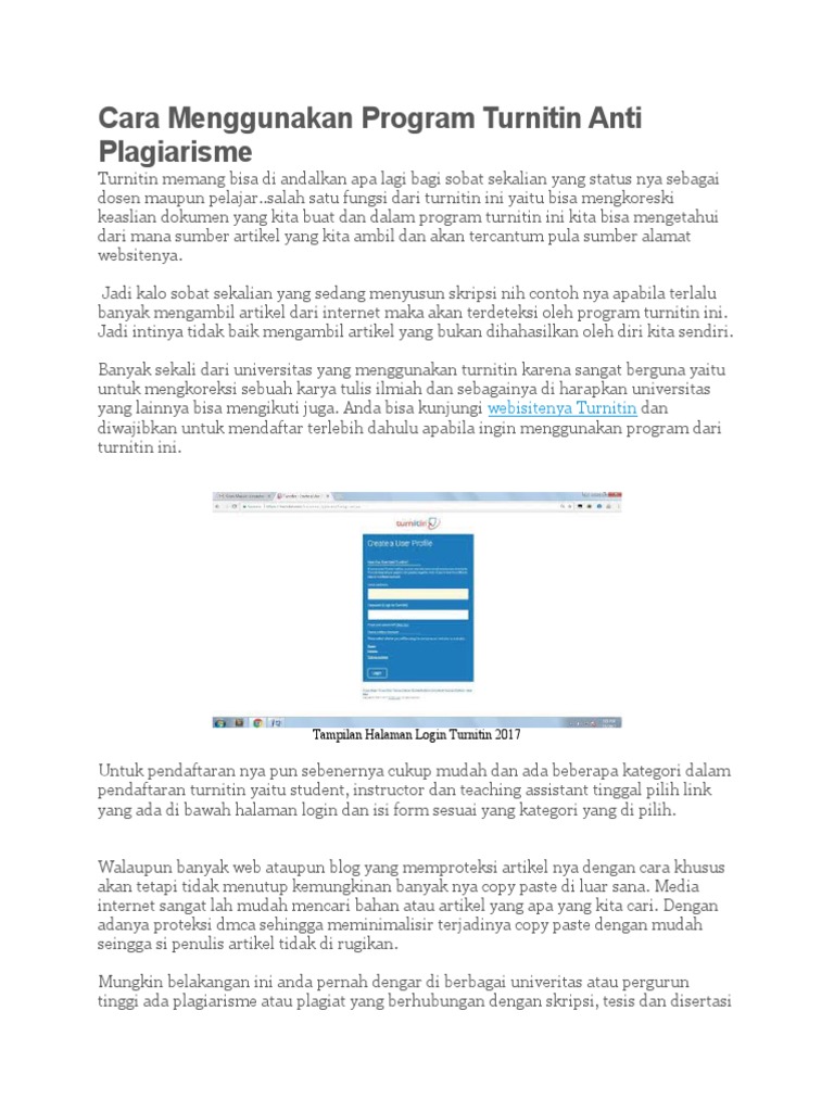 Panduan Penggunaan Turnitin untuk Plagiarisme | PDF | Komputer