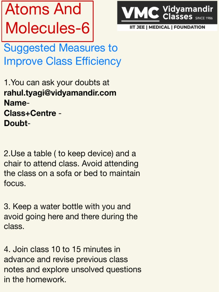 Atoms and Molecules Live Class-6 Teacher Notes | PDF | Nature | Chemistry