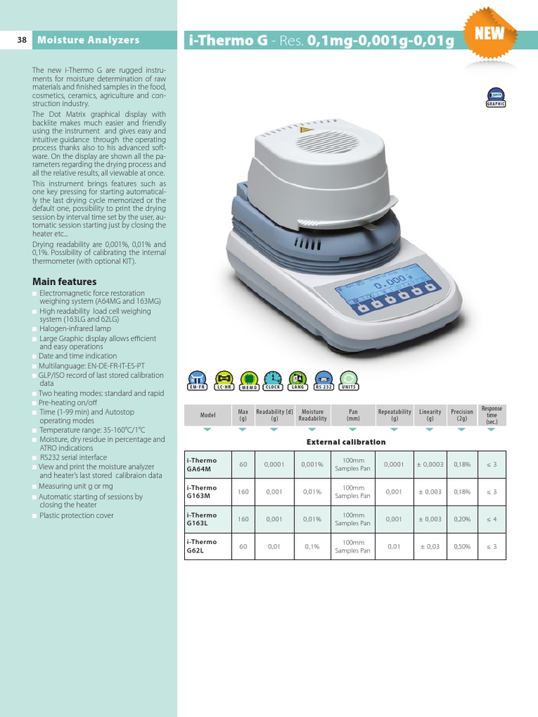 I-Thermo G - Res. 0,1mg-0,001g-0,01g: Moisture Analyzers | PDF | Metrology
