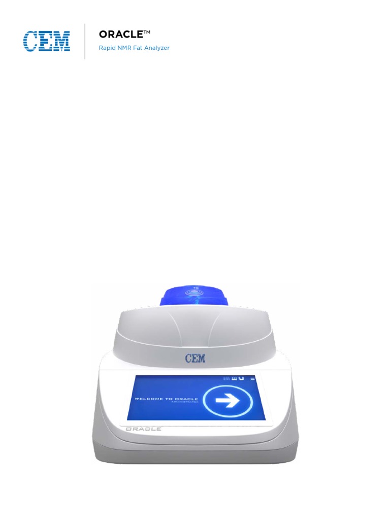 Oracle™: Rapid NMR Fat Analyzer | PDF | Barcode | Cream
