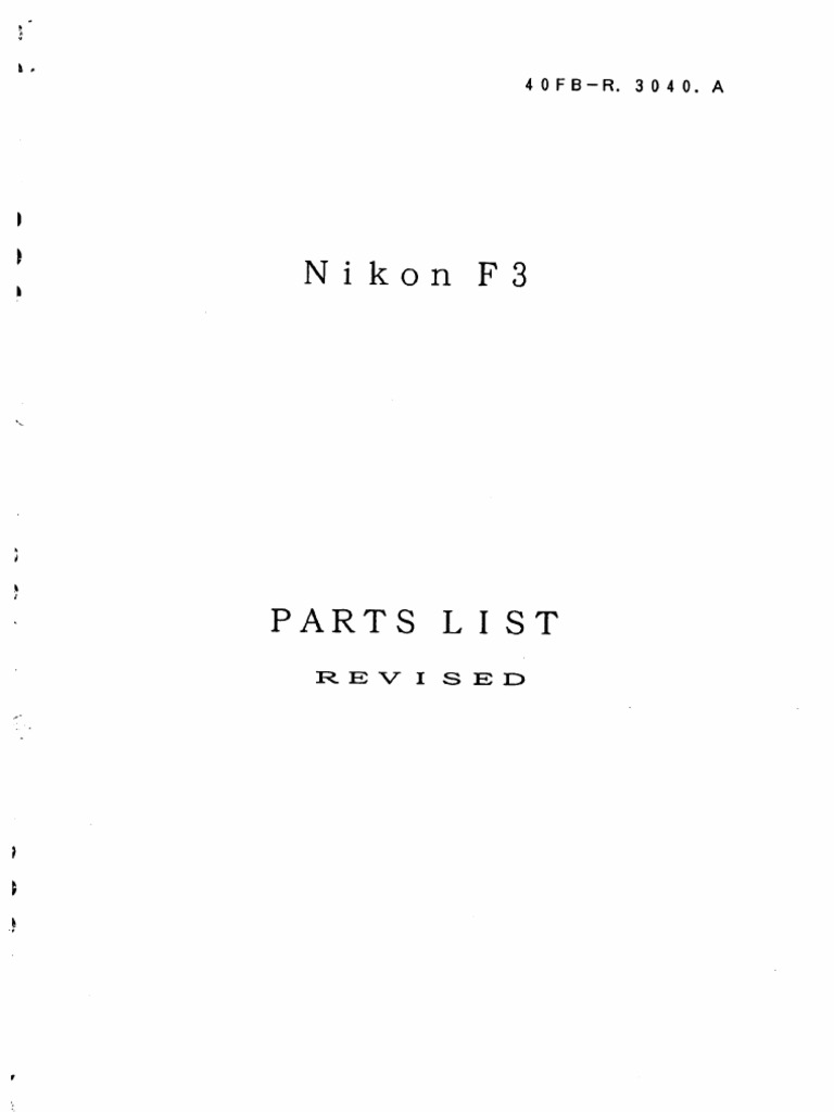 Nikon F3 Parts List | PDF