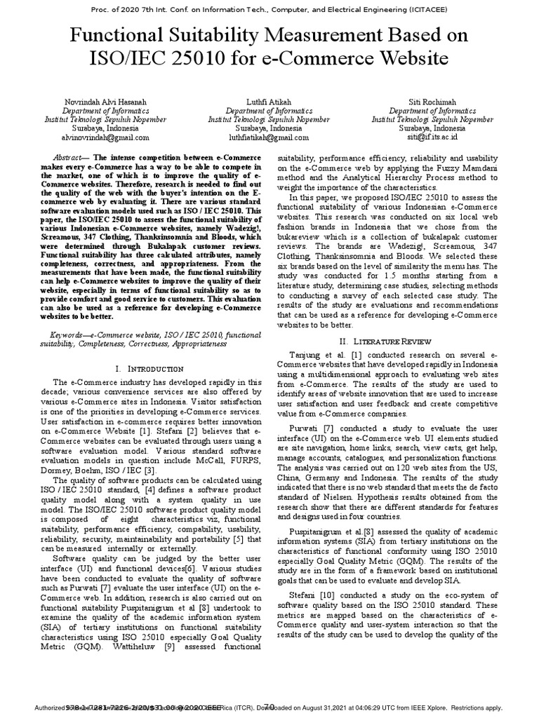 Functional Suitability Measurement | PDF | Usability | E Commerce