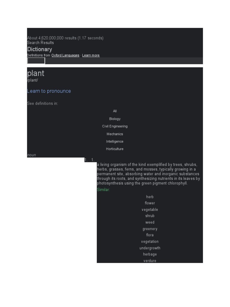 Plant: Dictionary | PDF | Plants | Leaf