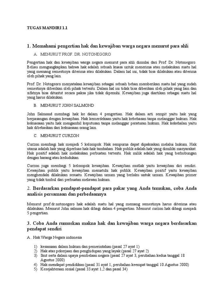 Pengertian Hak dan Kewajiban Warga Negara | PDF