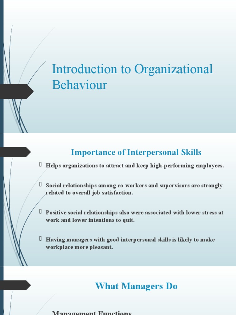 Introduction To Organizational Behaviour | PDF | Organizational ...