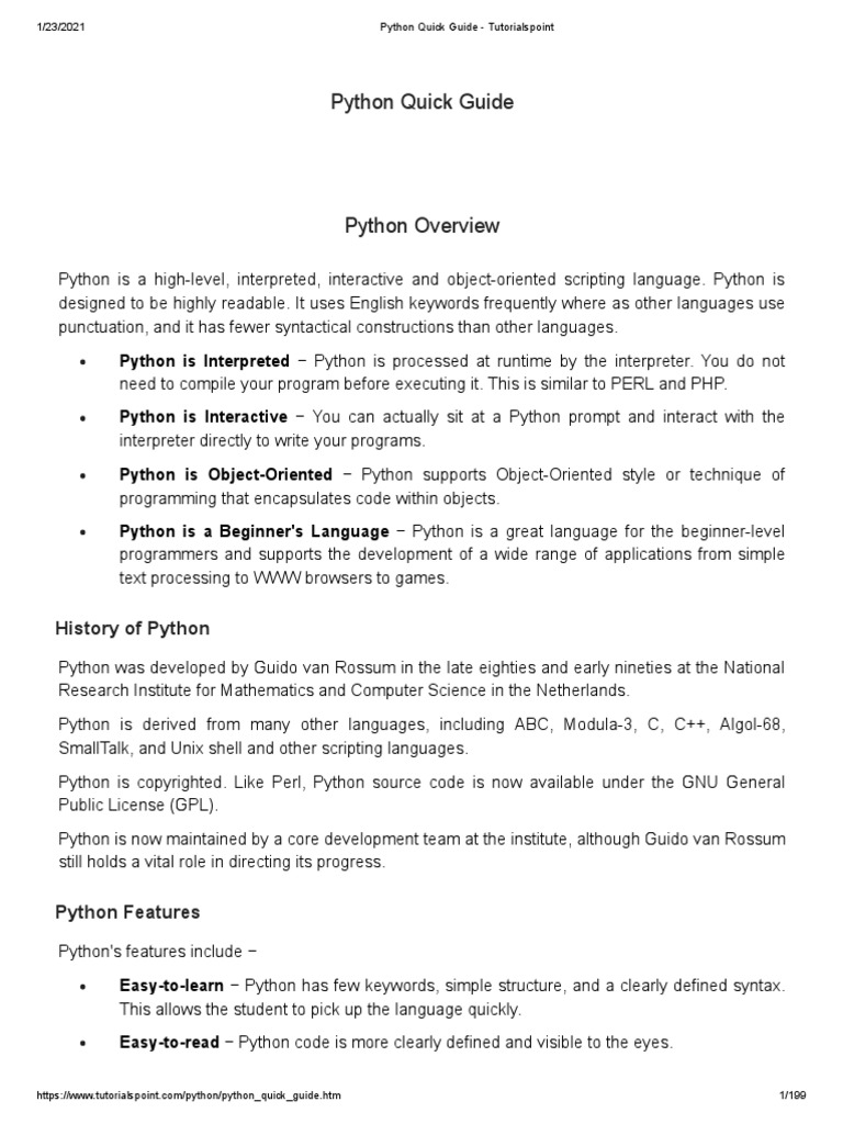 Python Quick Guide - Tutorialspoint | PDF | Command Line Interface ...