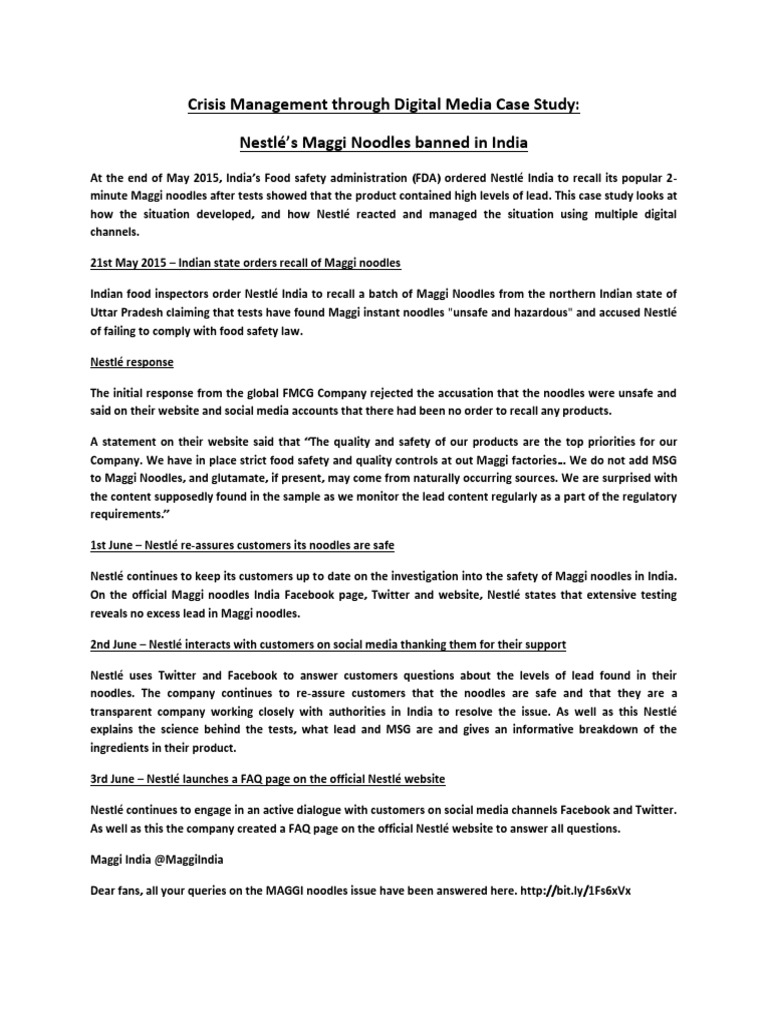 Maggi Case Study | PDF | Nestlé | Social Media