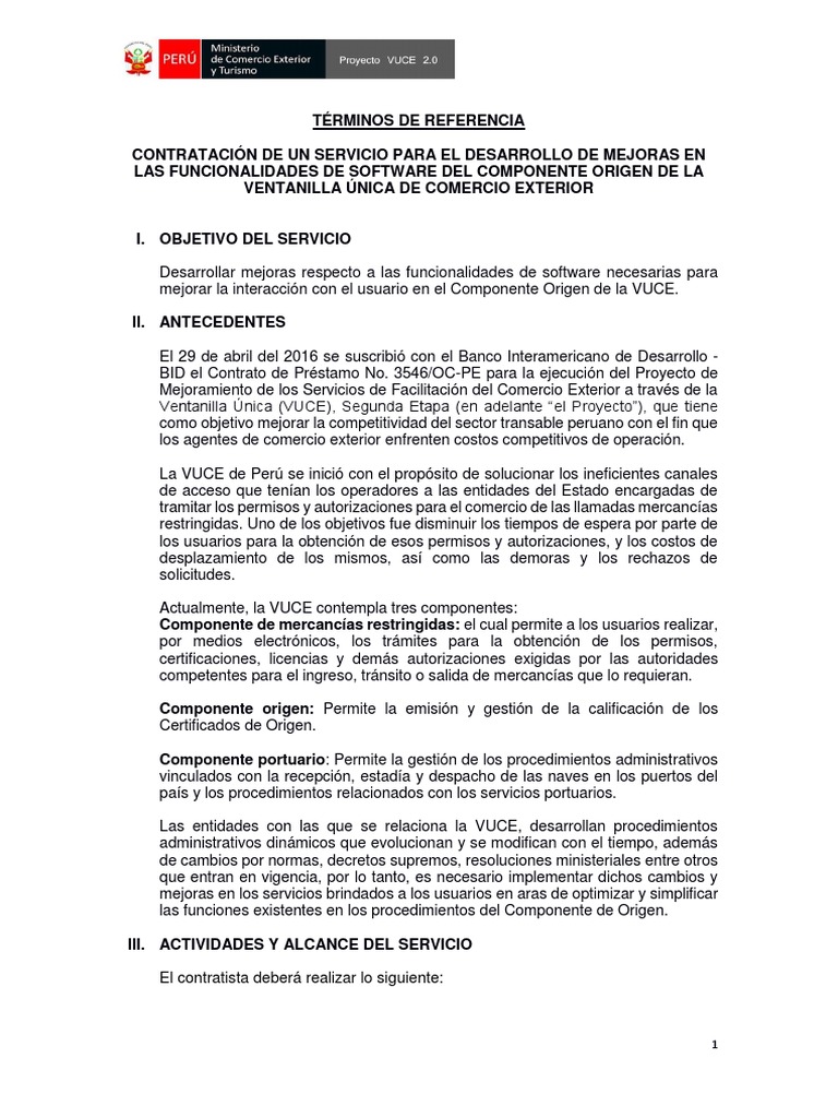 Desarrollo de mejoras en las funcionalidades del Componente Origen de la Ventanilla Única de ...