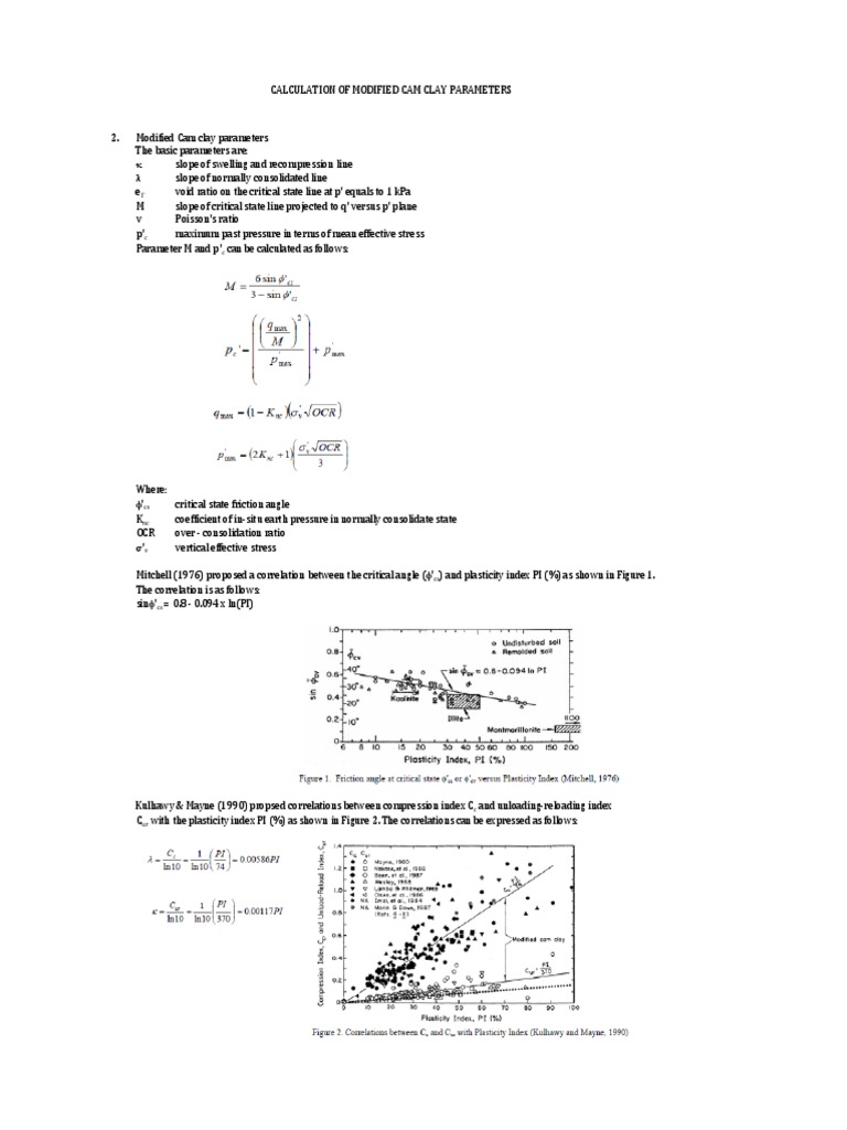 Modified Cam Clay Parameters Pdf