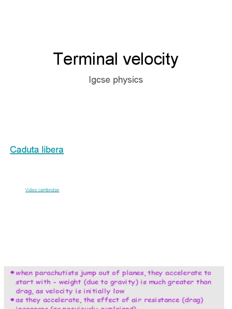 Terminal Velocity: Igcse Physics | PDF