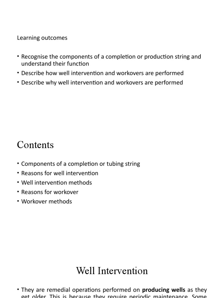 Well Intervention and Workover | PDF | Casing (Borehole) | Chemical ...