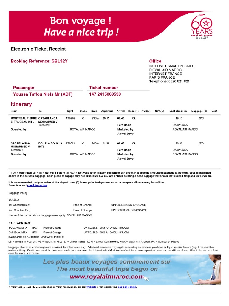 Royal Air Maroc Reservation