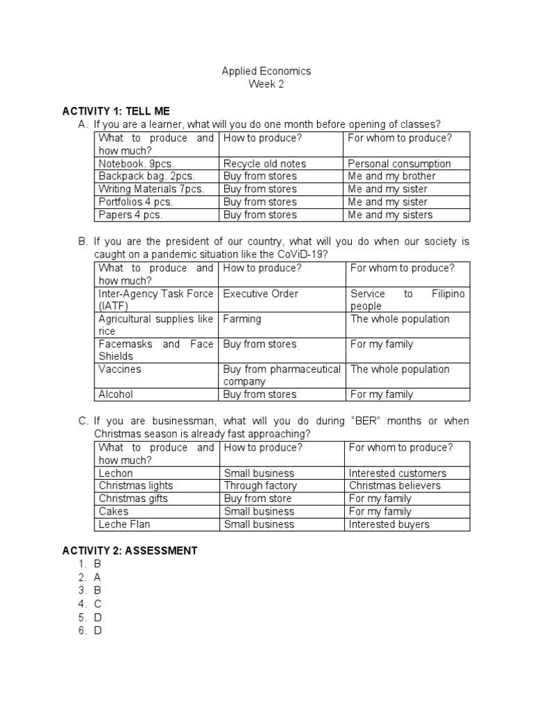Economic Decision-Making Activities | PDF | Economies