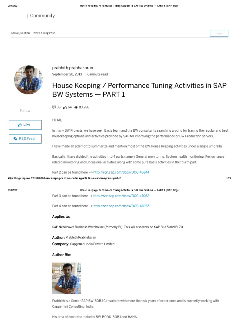 House Keeping - Performance Tuning Activities in SAP BW Systems - PART 1 - SAP Blogs | Download ...