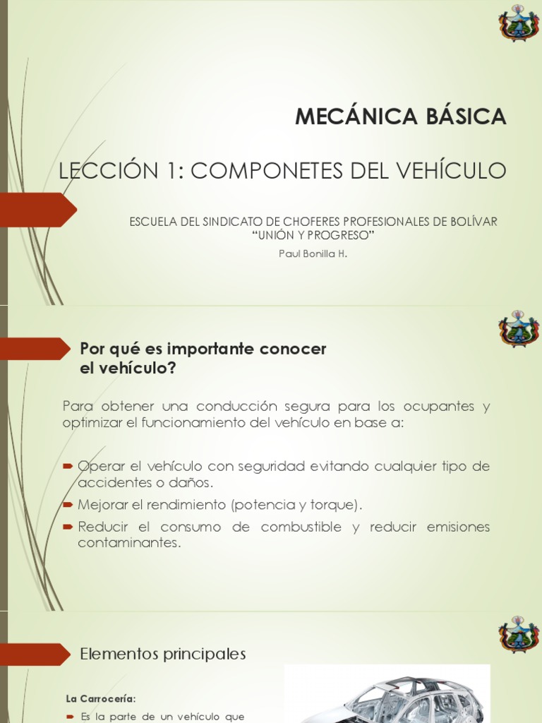 Lección 1 - Componentes Del Vehículo | PDF
