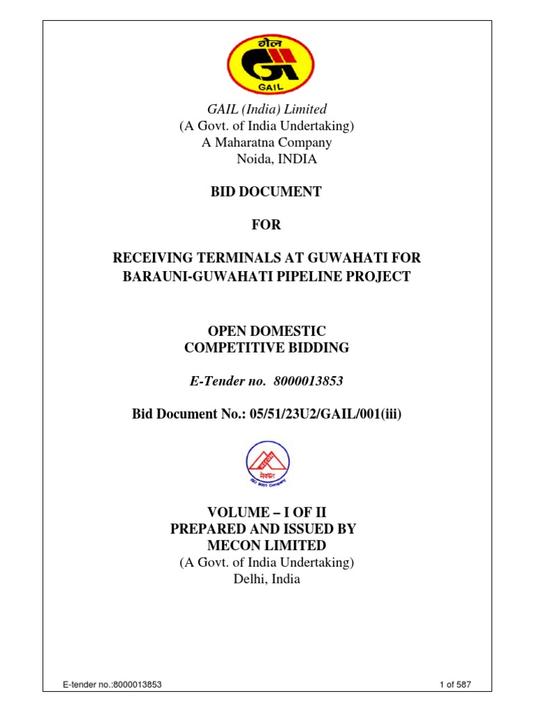 MECON TENDER Vol - I - Web - 20181008 - 140852 | PDF | Financial ...