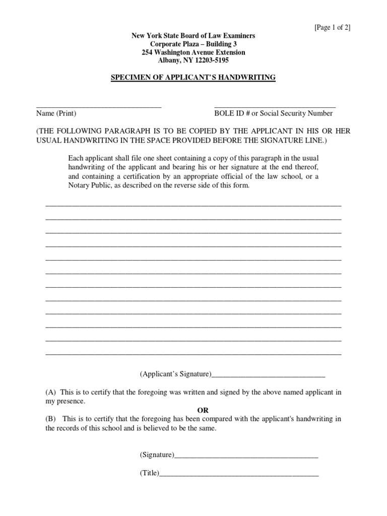 Handwriting Specimen Submission Guide | PDF | Notary Public | Law School