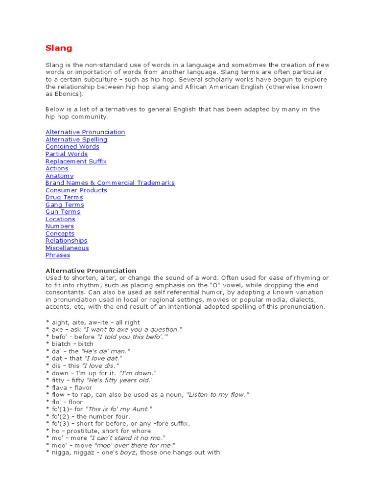 Hip Hop Slang | PDF