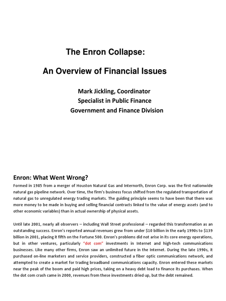 The Enron Collapse: An Overview Of Financial Issues, 46% OFF