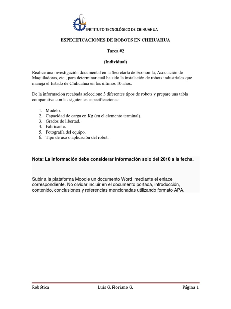 Tarea2 A U1 Especificaciones | PDF