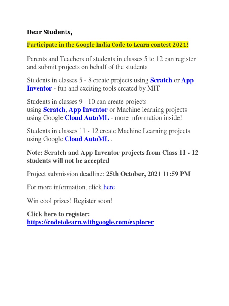 Google India Code Circular | PDF