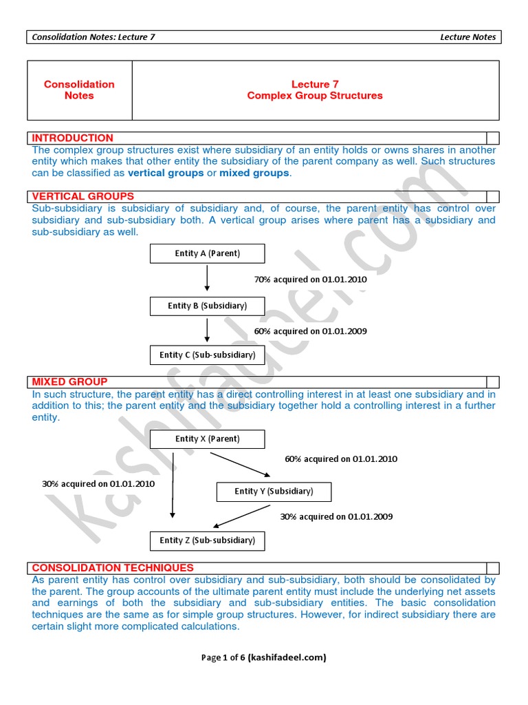 Consolidation Notes Complex Group Structures | PDF | Consolidation ...