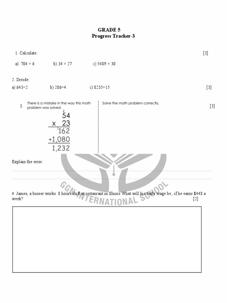 Grade 5 Progress Tracker-3 | PDF