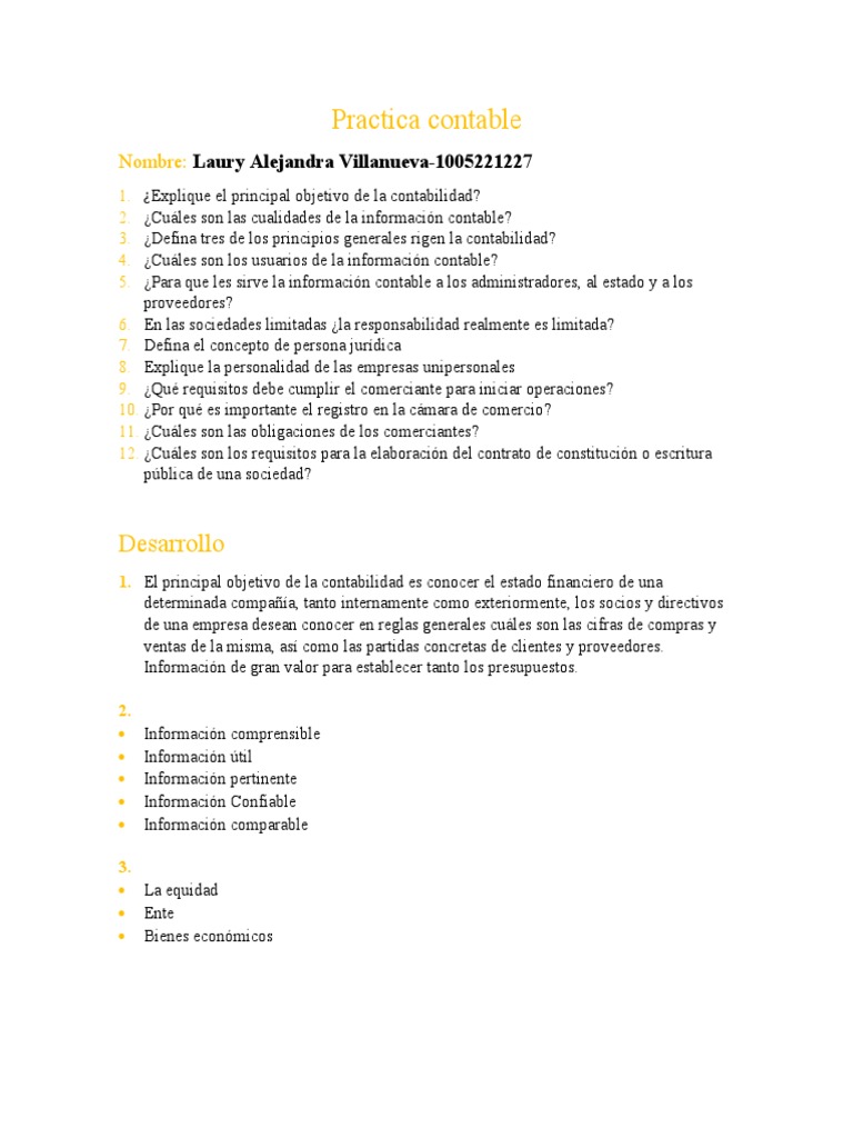 Practica Contable Trabajo 1 | PDF | Contabilidad | Sociedad de ...