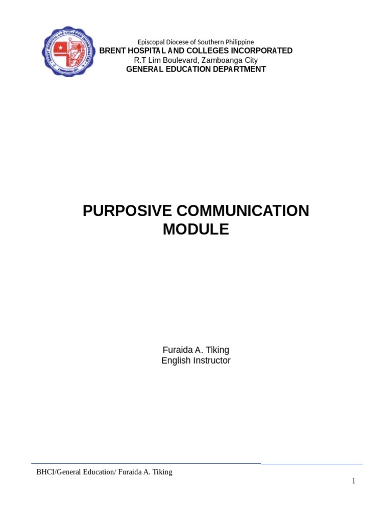 Purposive Communication Module | PDF | Communication | Second Language