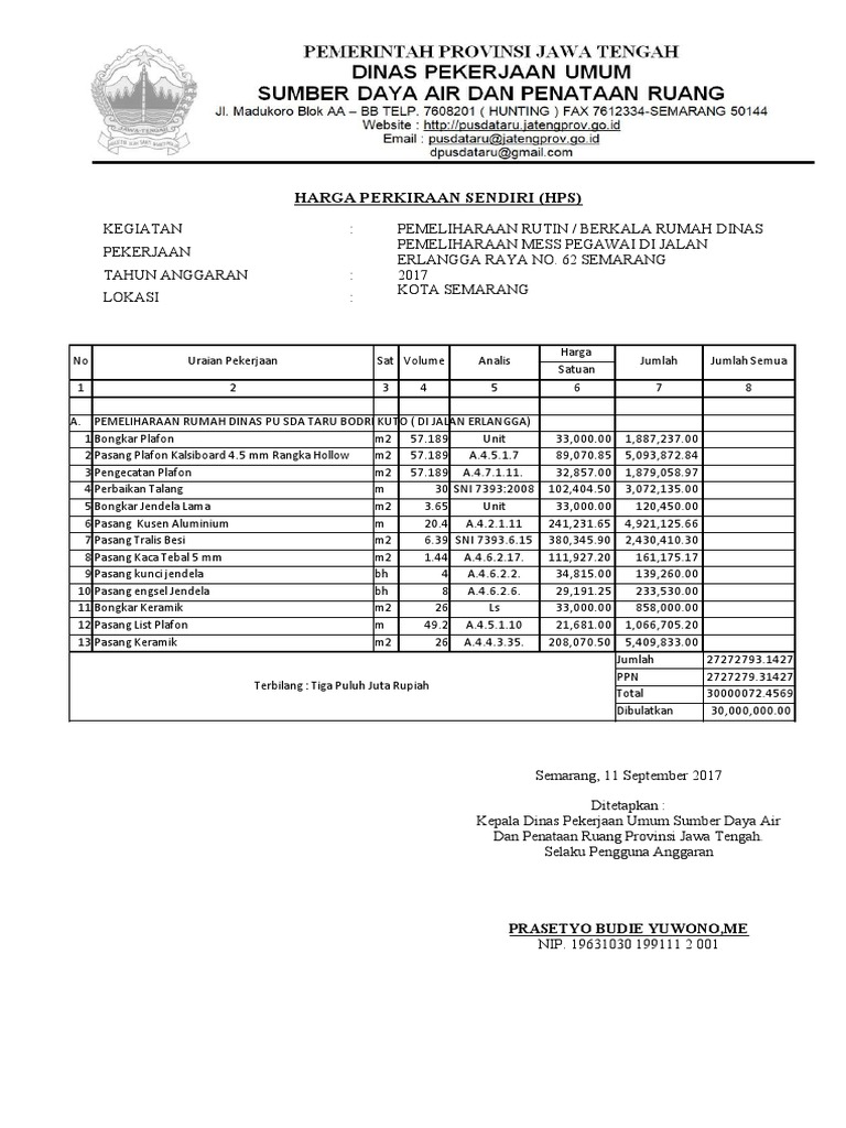 Harga Perkiraan Sendiri HPS | PDF