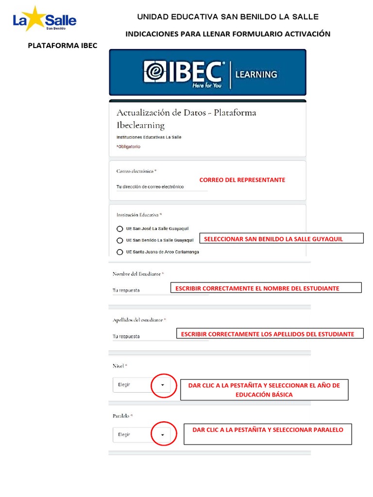 Indicaciones para Llenar Formulario de Activación de Plataforma Ibec. | PDF