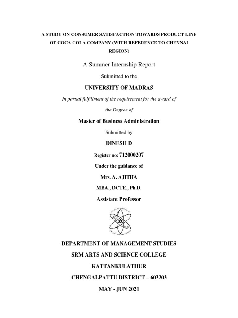 Dinesh Project | PDF | Consumer Behaviour | Pepsi Co