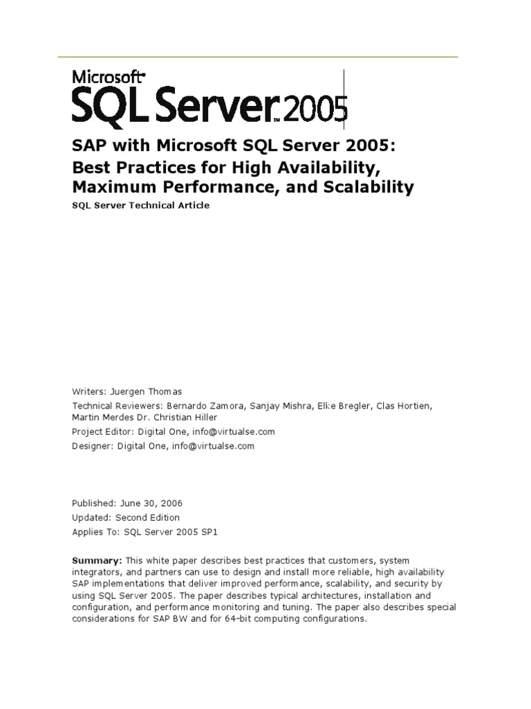 Sap Sql2005 Best Practices Pdf Database Index Microsoft Sql Server 1508
