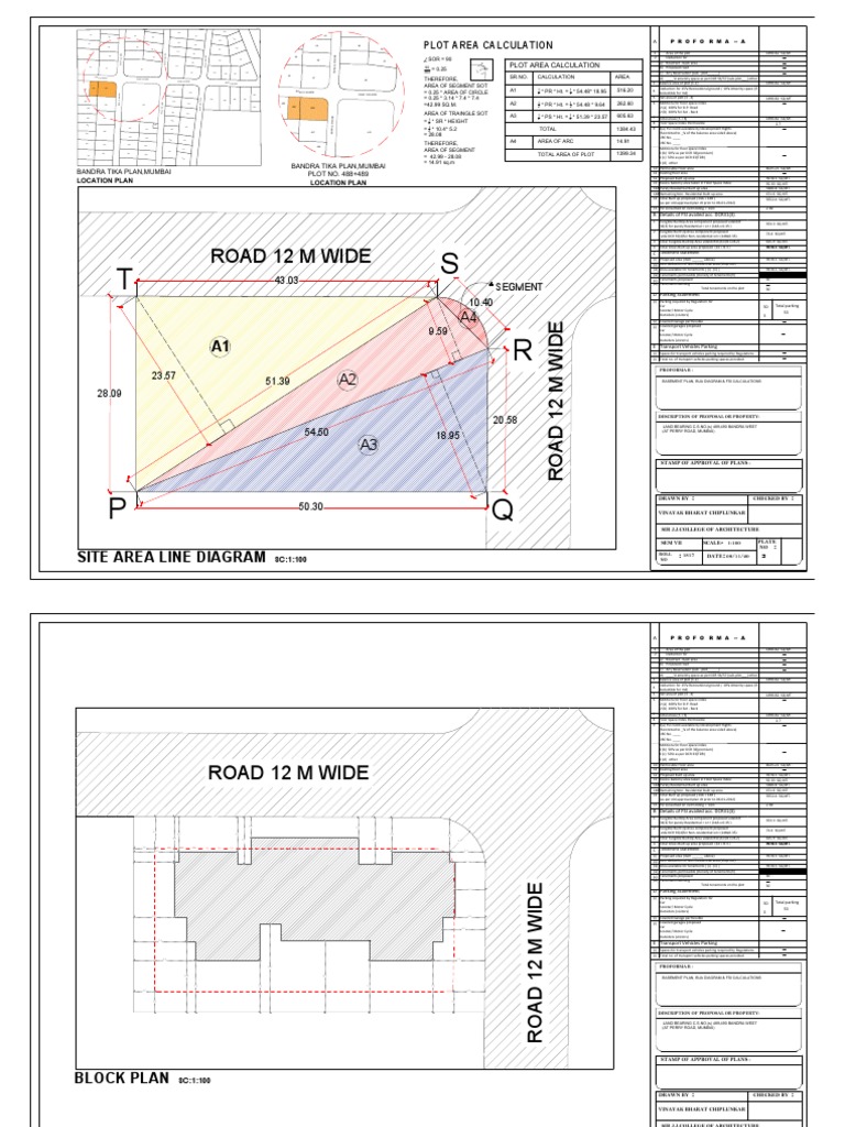 Road 12 M Wide: Plot Area Calculation | PDF | Urban Planning | Land ...