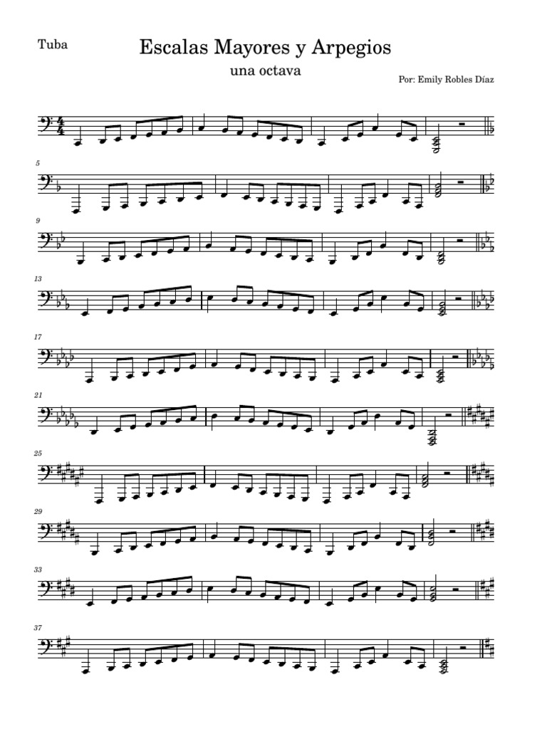 Tuba Major Scales and Arpeggios Guide | PDF