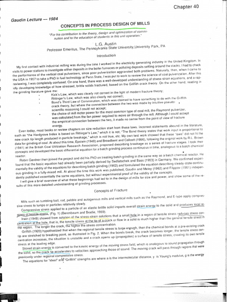 Conceps in Process Design of Mills | PDF