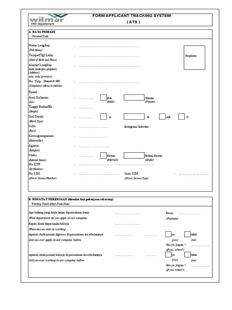Form ATS - Wilmar Grup | PDF