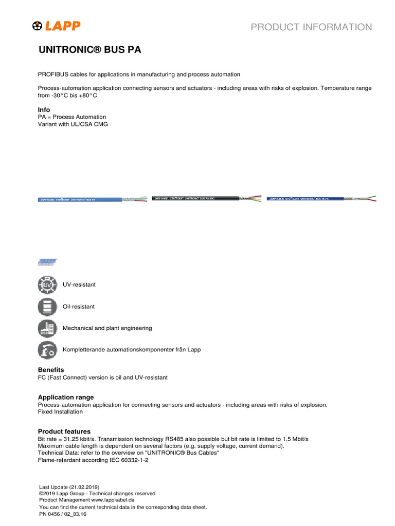 Unitronic® Bus Pa: Product Information | PDF | Computer Engineering | Electricity
