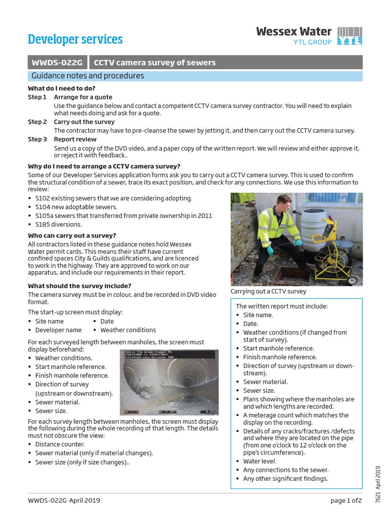 Guidance Notes For CCTV Camera Survey | PDF | Sanitary Sewer | Closed ...