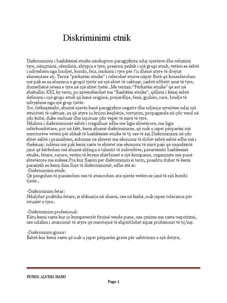 Diskriminimi Etnik | PDF