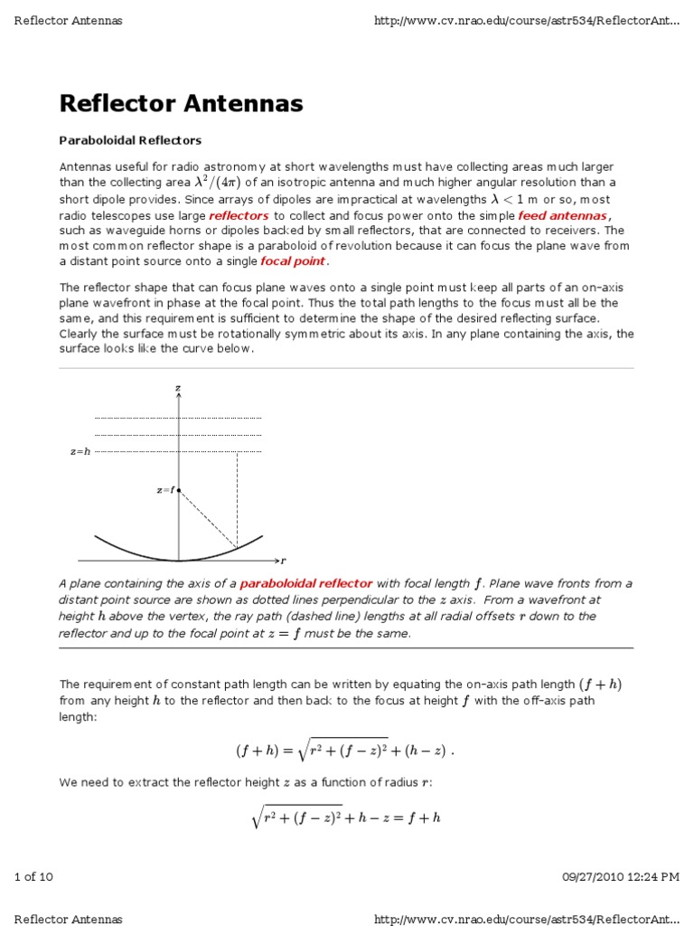 Reflector Antennas: Paraboloidal Reflectors | PDF | Antenna (Radio ...
