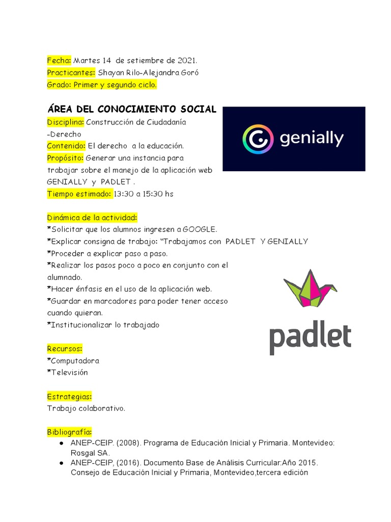 Planificación Genially Padlet Pdf