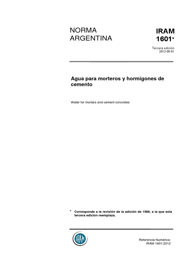 Iram 1601 (2012) | PDF | Ácido clorhídrico | Cloruro