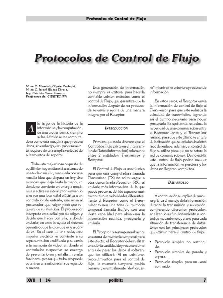 Protocolos de Control de Flujo | PDF | Ciencias de la Computación ...
