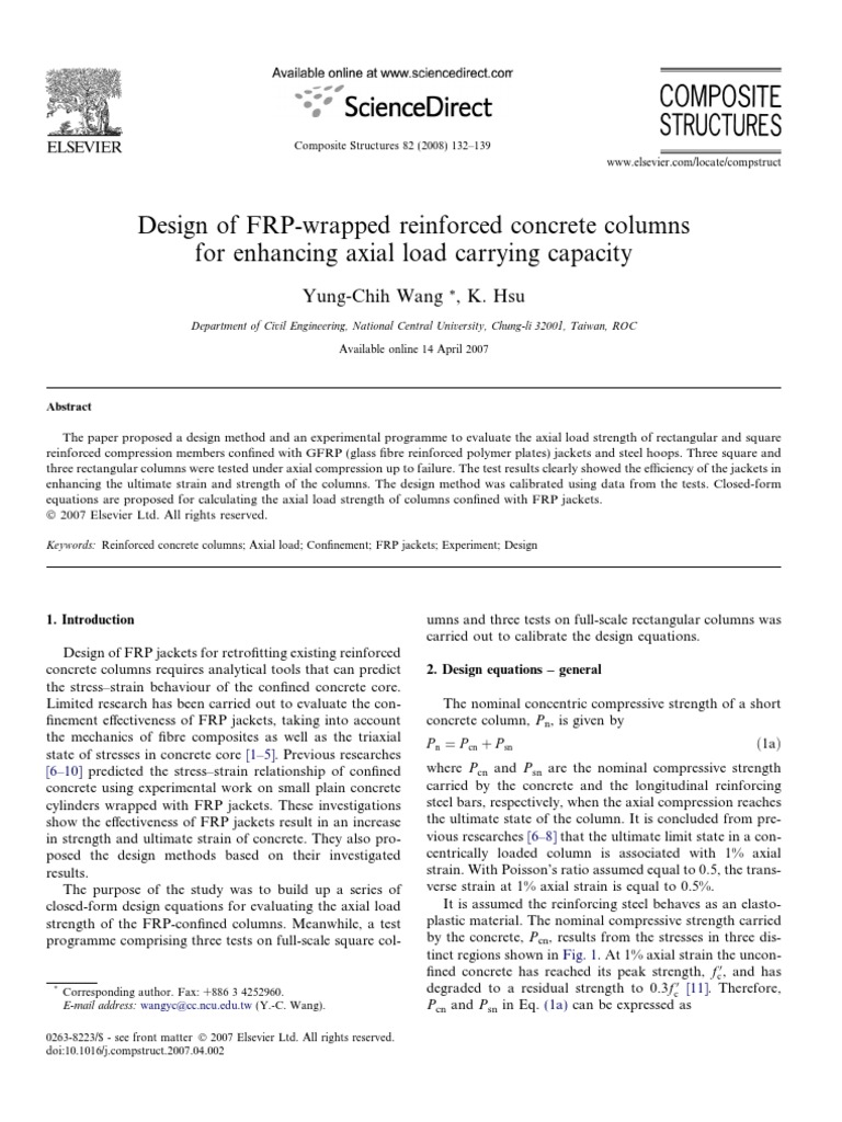 Fdocuments In Design Of Frp Wrapped Reinforced Concrete Columns For Enhancing Axial Load