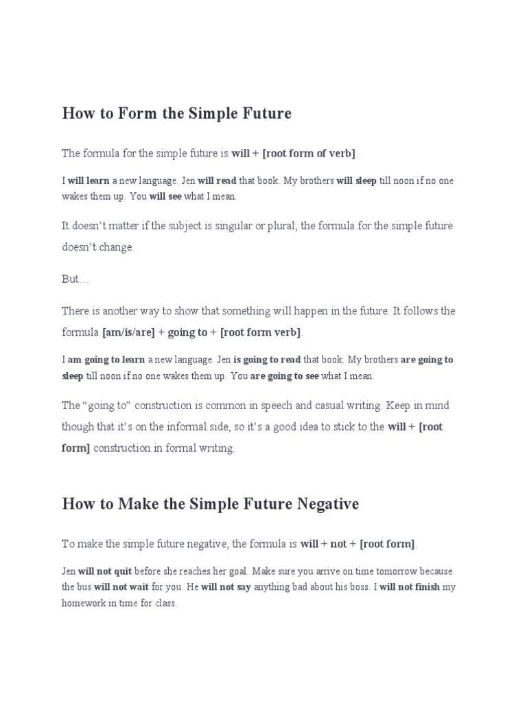 How To Form The Simple Future: Form) Construction in Formal Writing ...