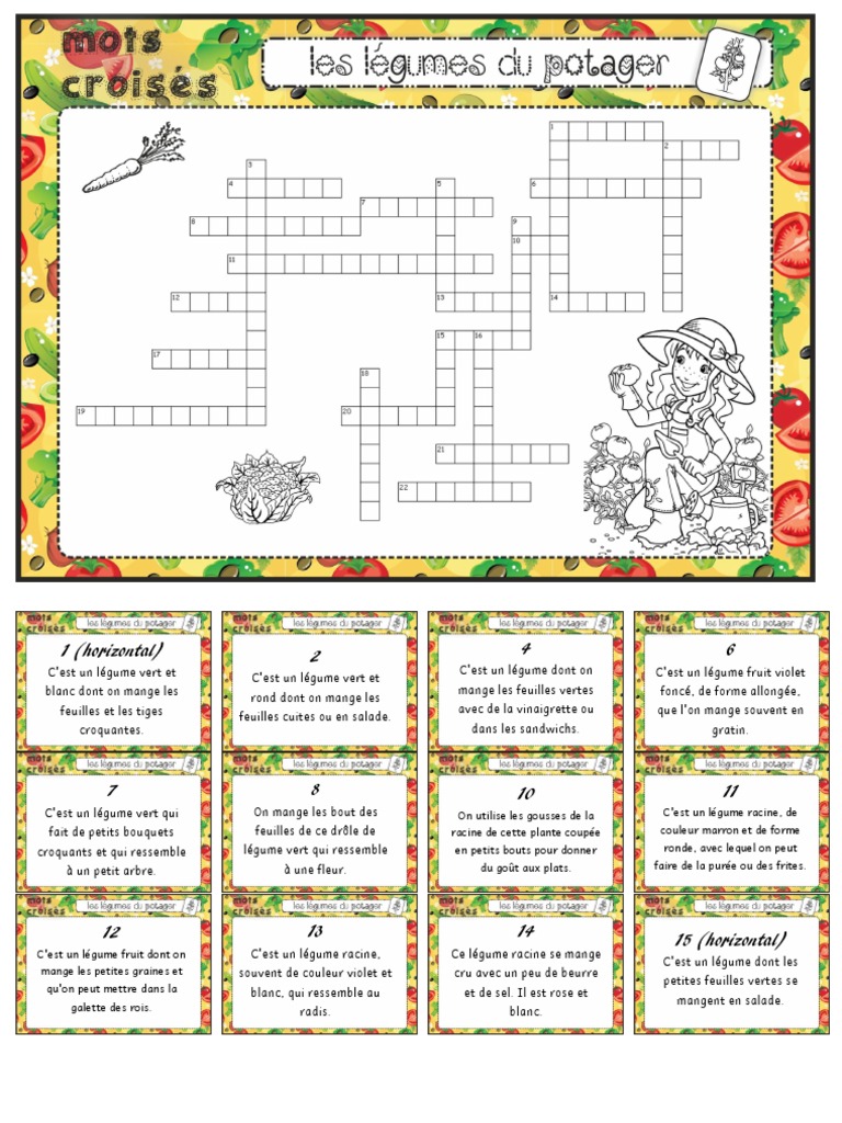 Mots Croisés Des Légumes Du Potager | PDF | Légumes | Nourritures
