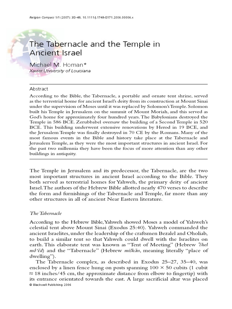 The Tabernacle and The Temple in Ancient Israel: Michael M. Homan | PDF ...
