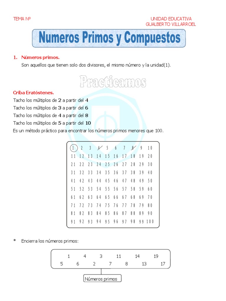 Actividades de Números Primos y Compuestos | PDF