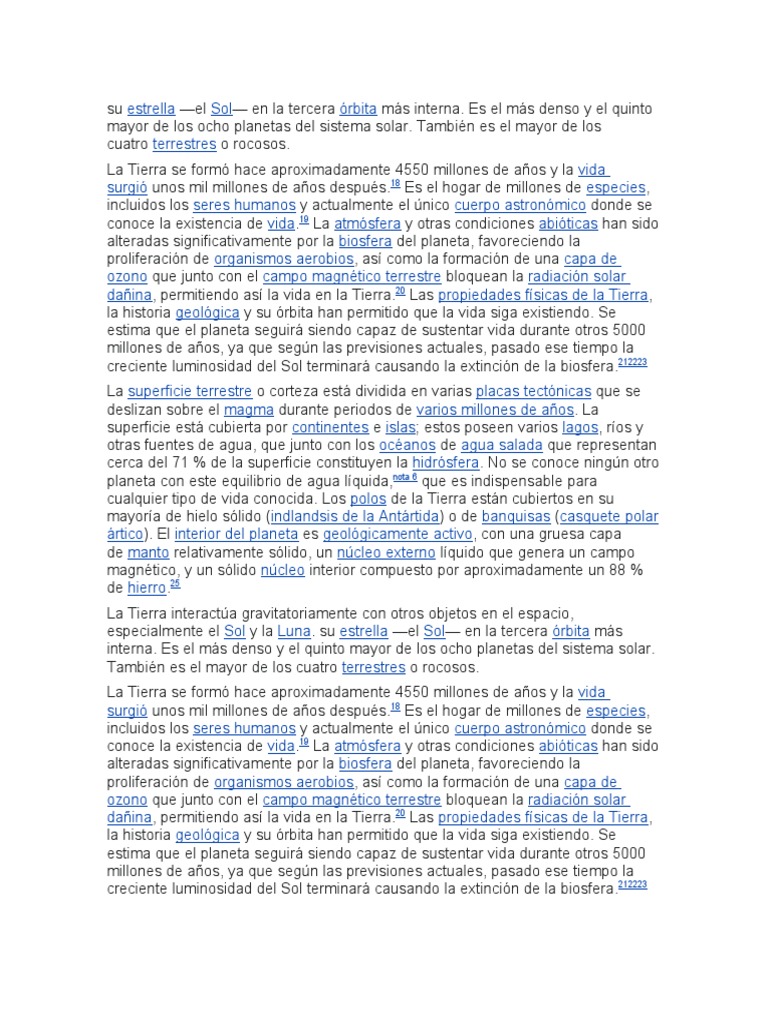 Tierra: Origen, vida y características | PDF | Tierra | Agua